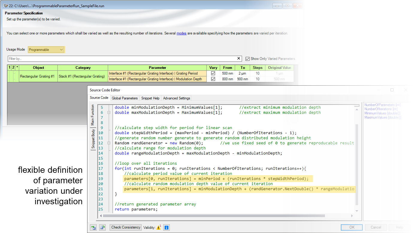 Application Of The Programmable Mode Of A Parameter Run